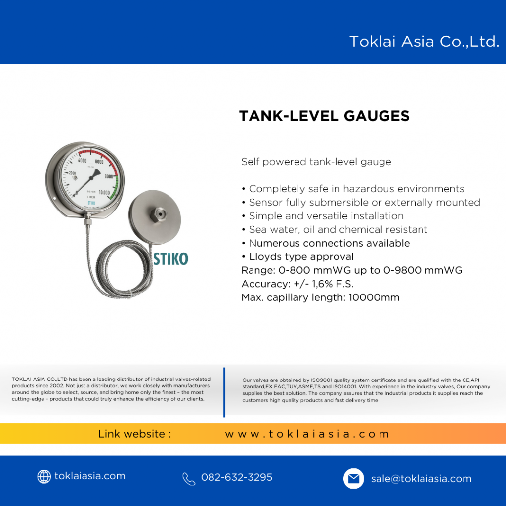 TANK-LEVEL GAUGES Stiko - TOKLAIASIA トウカイアジア